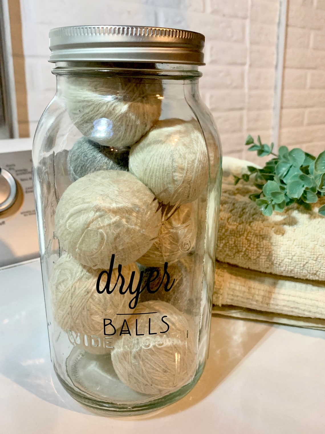 Dryer Ball Storage Jar Laundry Room Decor Organization and - Etsy