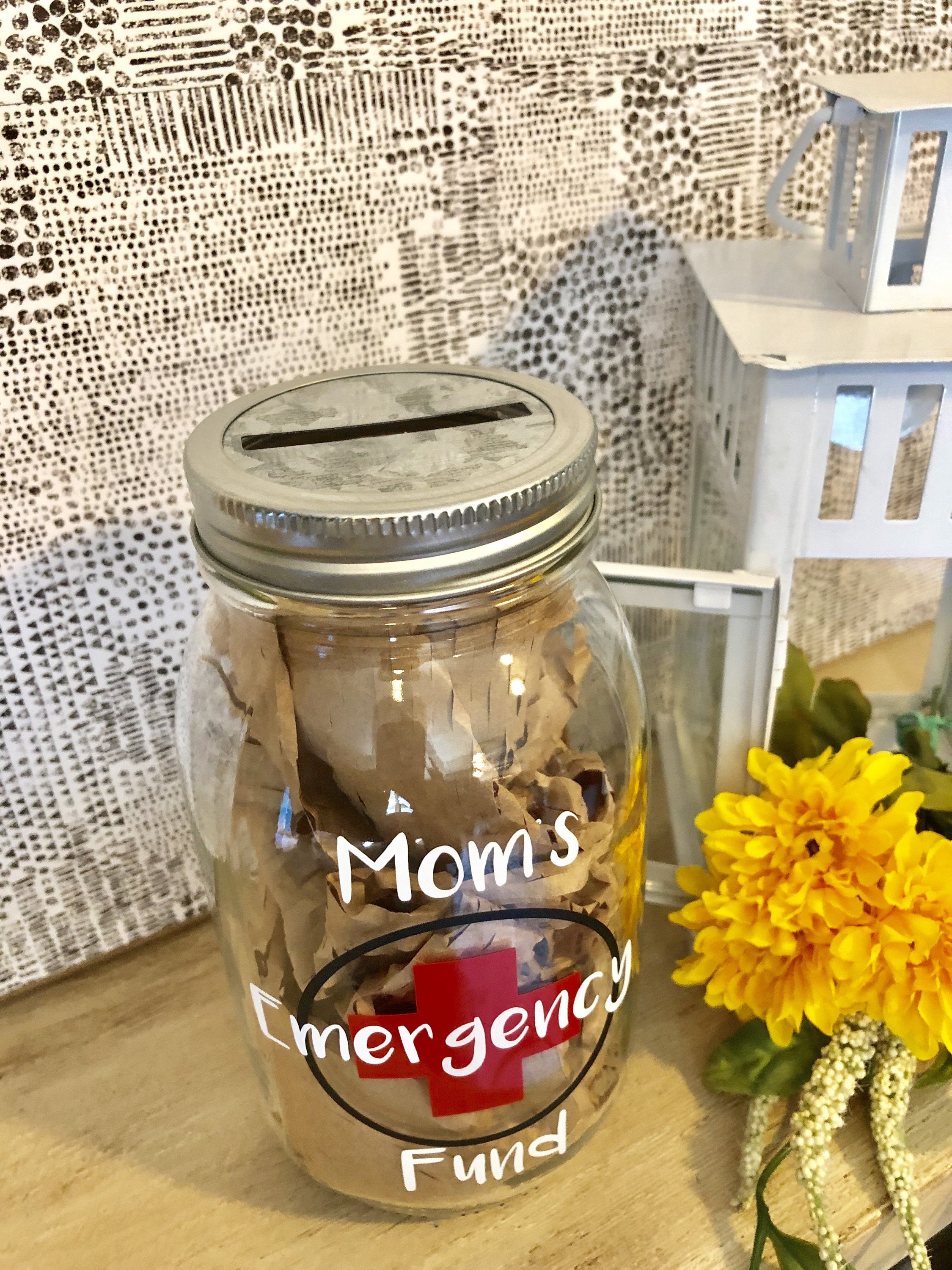 Mom's Emergency Fund Money Jar Coin Bank Money Bank | Etsy