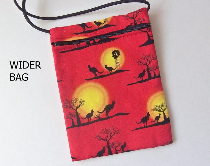 Pouch Zip Bag Kangaroo Red Fabric Great for Walkers, Markets, Travel ...