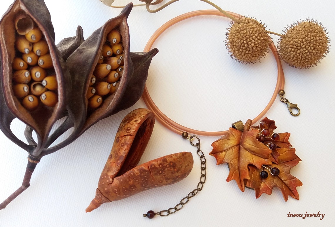 Maple Fall Necklace Fall Leaf Necklace Berry Necklace Necklace - Etsy