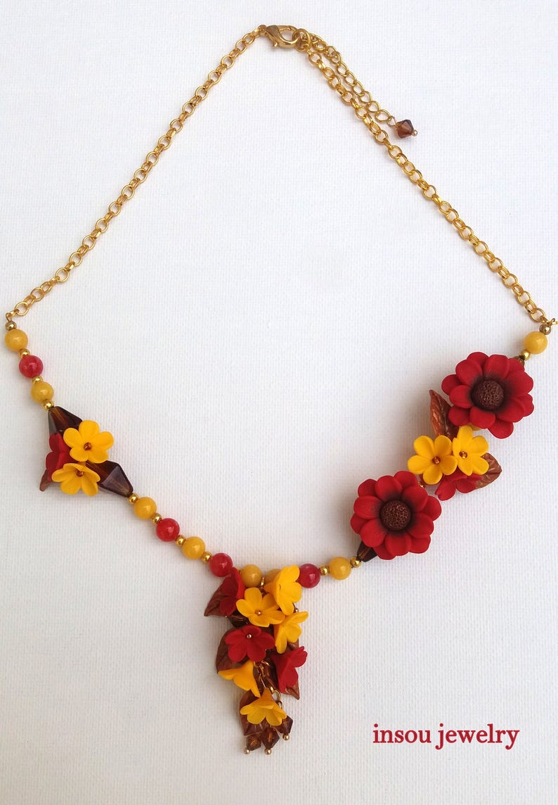 Fall Jewelry Statement Necklace Autumn Jewelry Flower | Etsy