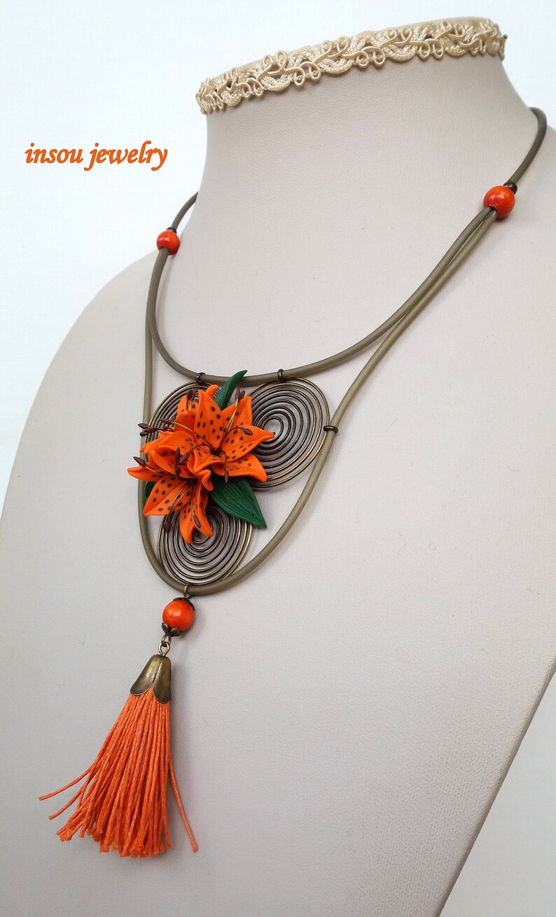 Fall Necklace Flower Necklace Statement Necklace Orange - Etsy