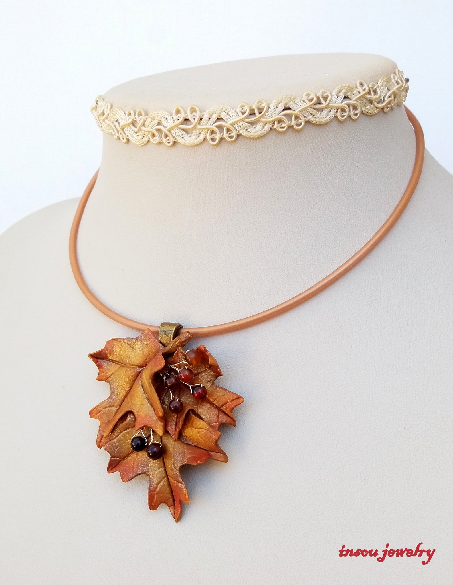 Maple Fall Necklace Fall Leaf Necklace Berry Necklace Necklace - Etsy