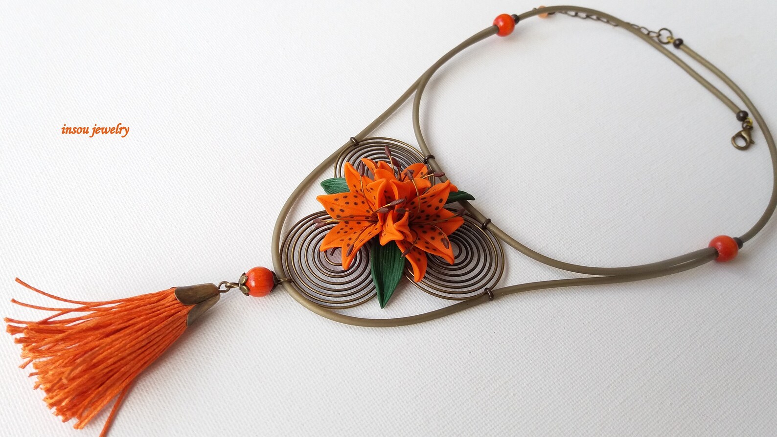 Fall Necklace Flower Necklace Statement Necklace Orange - Etsy