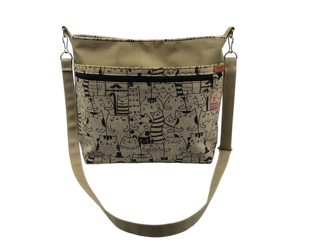 Handmade Cat Bag, Shoulder or Crossbody Bag, Beige Bag, Cat-themed ...