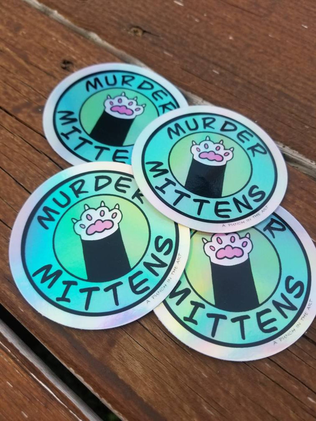 Murder Mittens 3" Holographic Sticker - Etsy