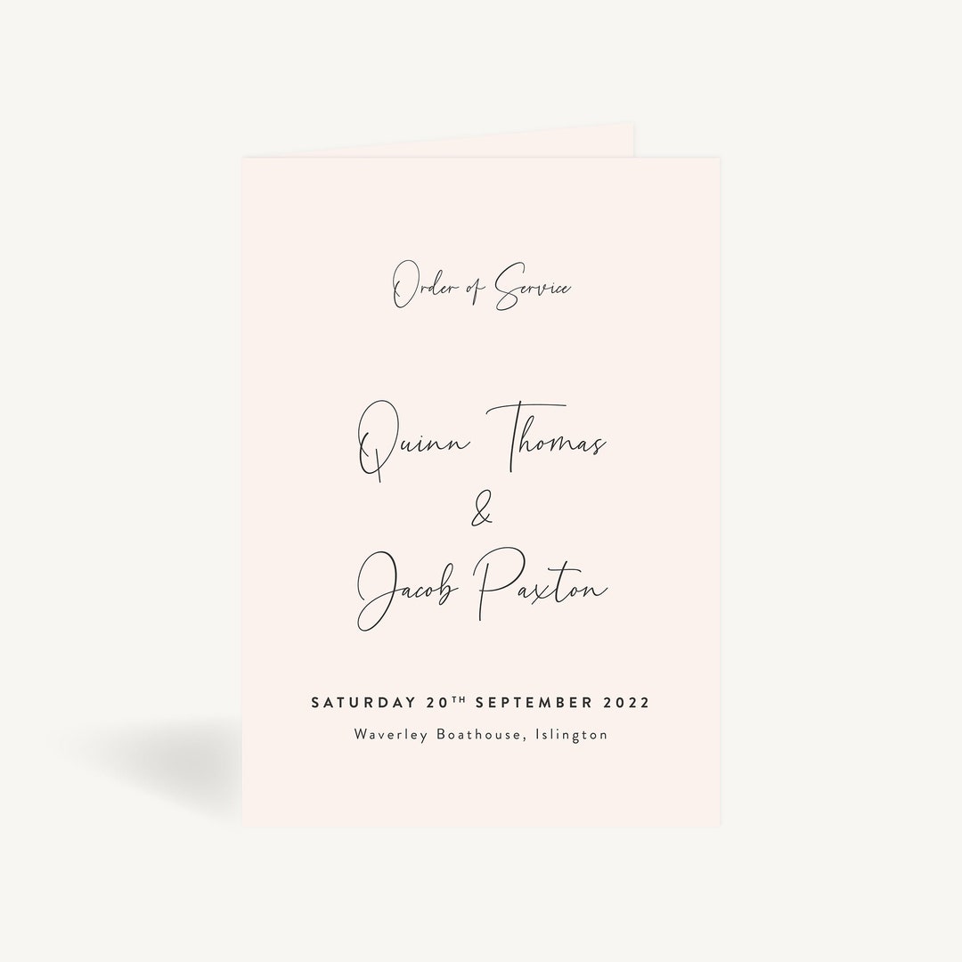 Romantic Script Wedding Order of Service - Etsy UK