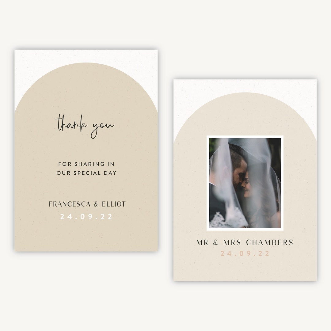Minimalist Arch Photo Wedding Thank You Card - Etsy