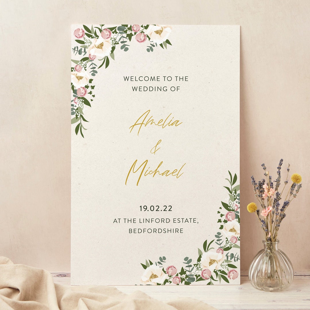 Wedding Welcome Sign, Custom Wedding Sign, Large Wedding Board, Printed ...