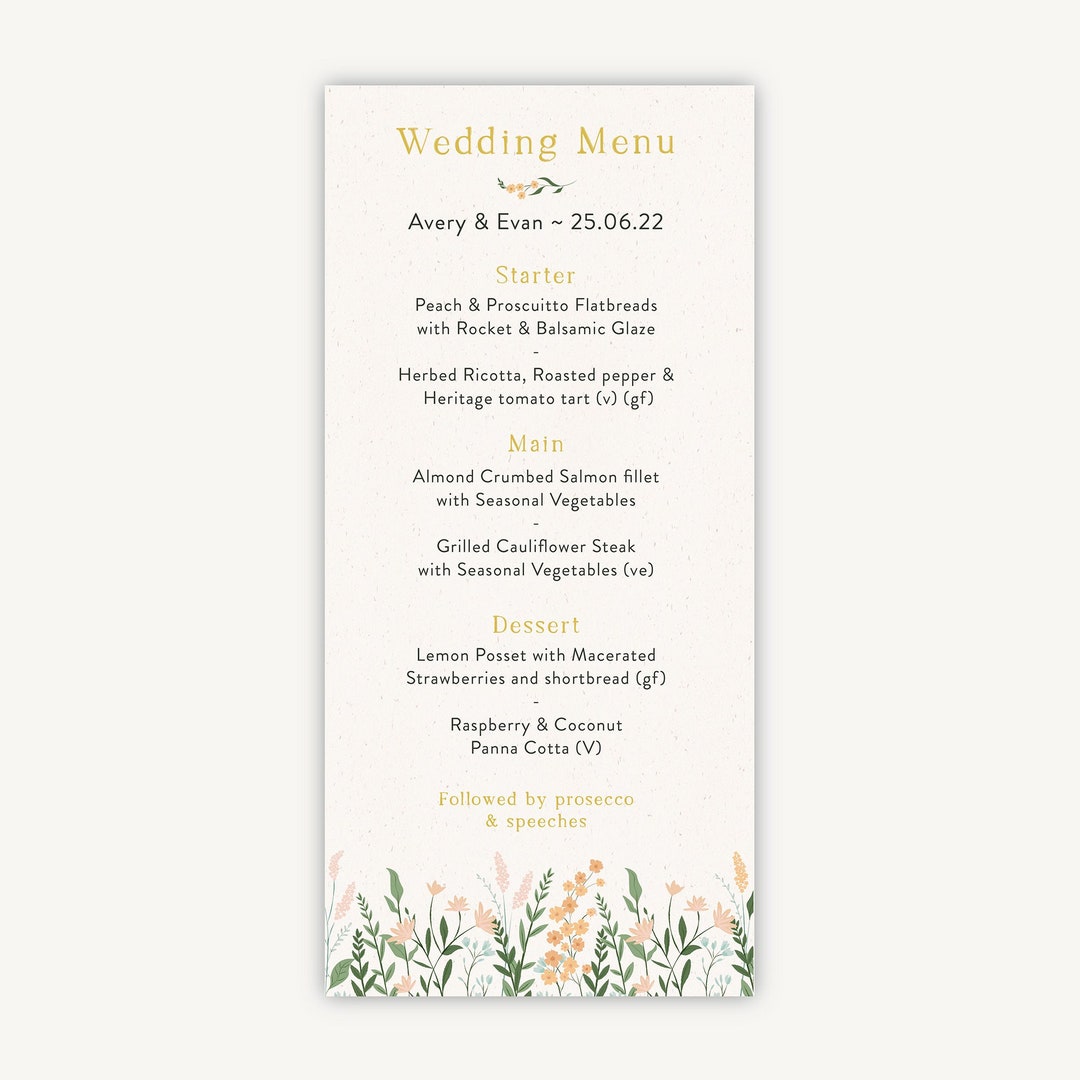 Custom Wedding Menu - Wedding Breakfast Menus - Wedding Menu Design ...