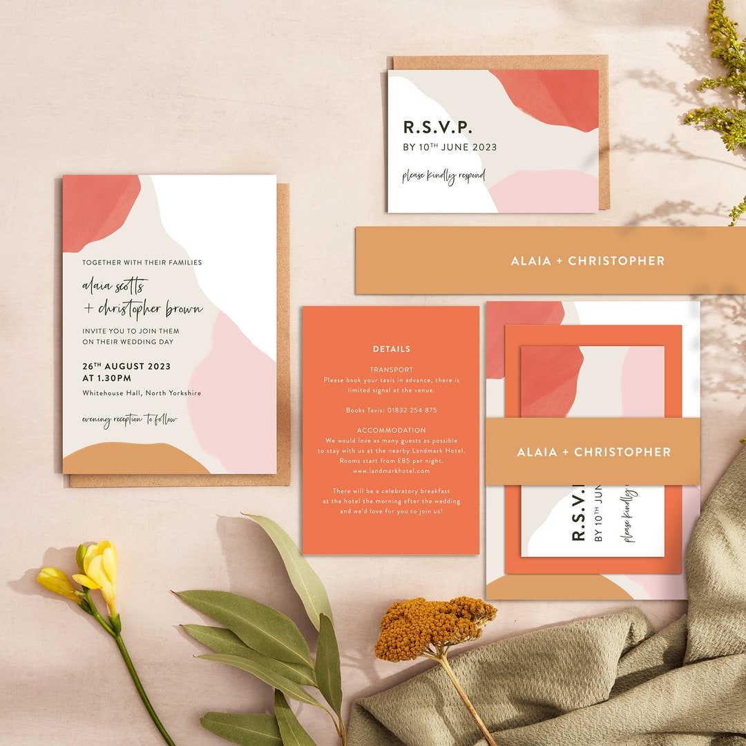 Painterly Colour Pop Wedding Invitation - Etsy UK