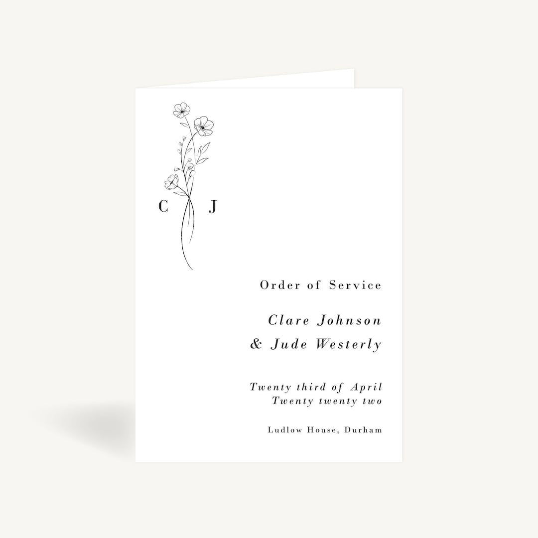 Wedding Order of Service - Wedding Ceremony Order of the Day - Wedding ...