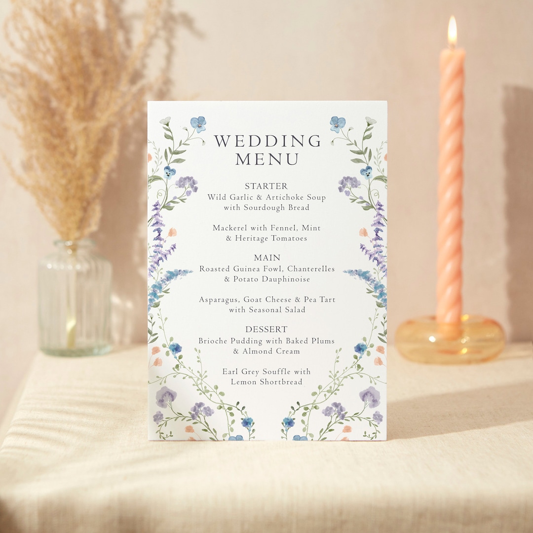 Wedding Menu Sign - Wedding Menu Table Sign - Wedding Breakfast Menu ...