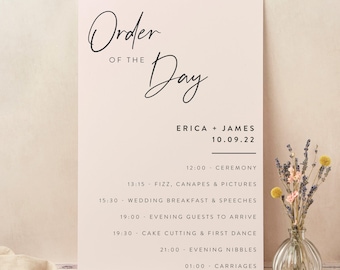 Ivory Order of the Day Wedding Timeline Postcards, Wedding Timings ...