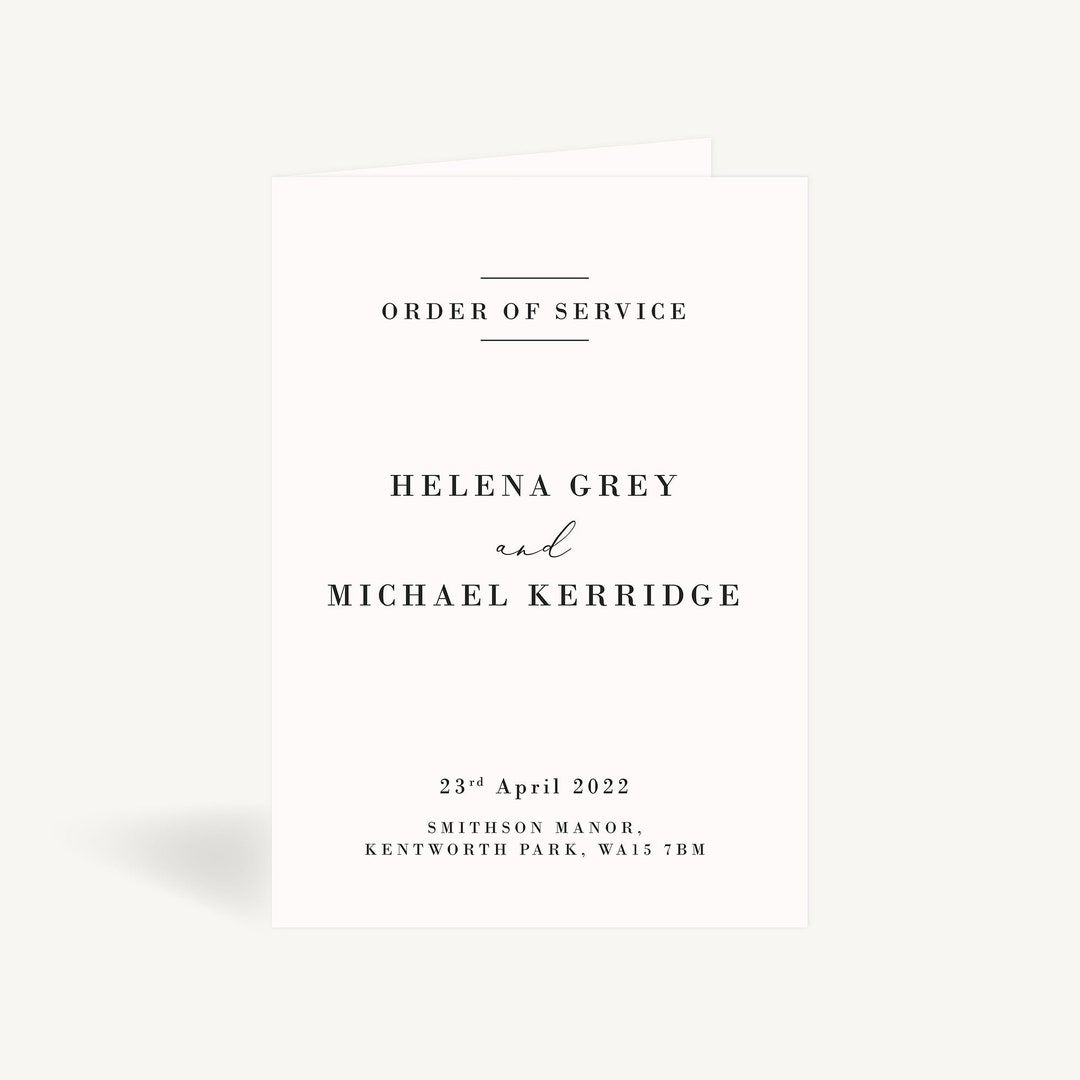 Simple Script Wedding Order of Service - Etsy UK