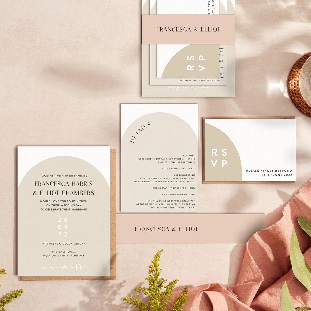 Modern Arch Wedding Invitations - Minimalist Custom Design - Etsy