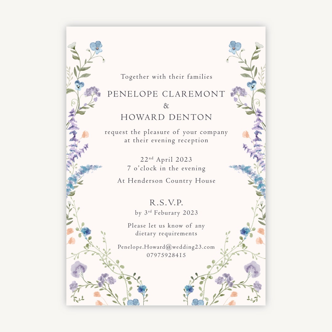 Regency Floral Evening/reception Wedding Invitation - Etsy