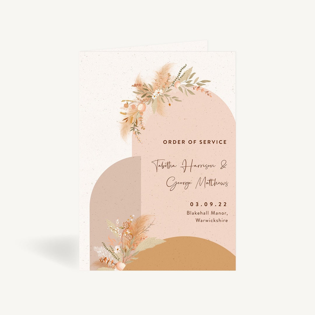 Modern Boho Wedding Order of Service - Etsy