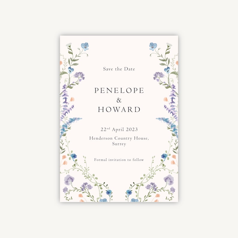 Regency Floral Save the Date Cards - Elegant Wedding Announcement - Etsy