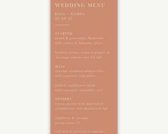 Modern Minimal Wedding Menus on Thick 4x8 Card Stock With Deckled Edge ...