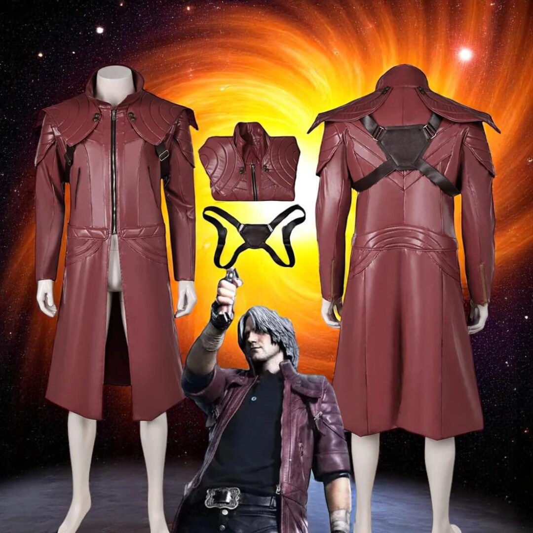 Dante Cosplay Back Strap Coat Game DMC Costume Long Jacket Overcoat ...