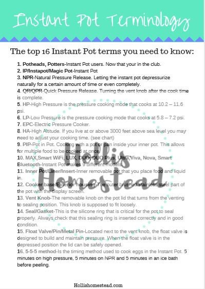 Printable Instant Pot Beginners Guide (24 Page) Recipes, Time Chart ...
