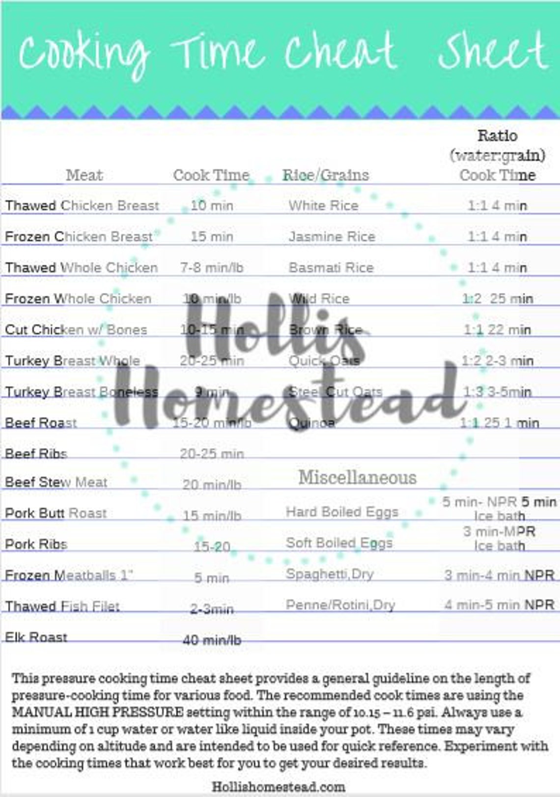 Printable Instant Pot Beginners Guide (24 Page) Recipes, Time Chart ...