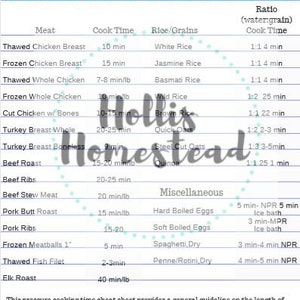 Printable Instant Pot Beginners Guide (24 Page) Recipes, Time Chart ...