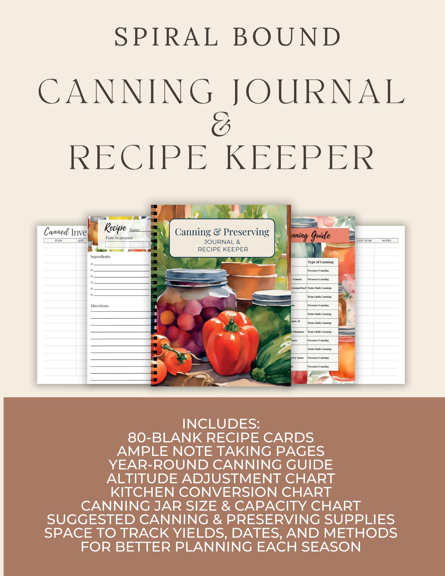 Canning Journal & Recipe Keeper: Keep Track of Canning Recipes and ...
