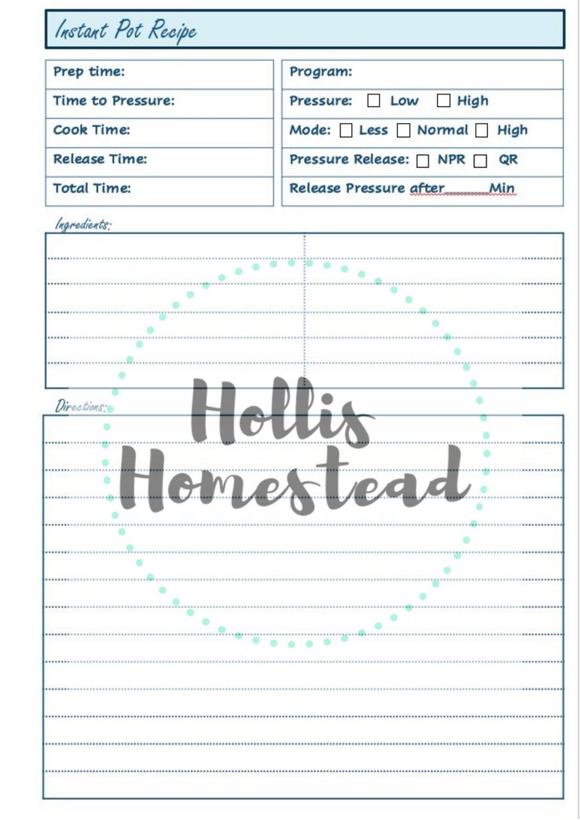 Instant Pot Recipe Card Bundle - Etsy