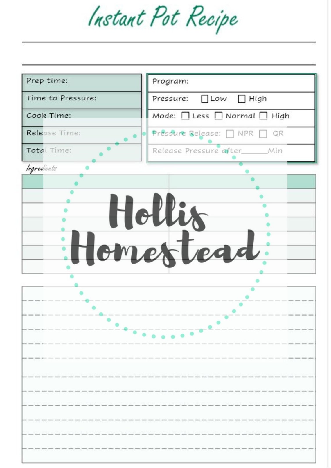 Instant Pot Recipe Card Bundle - Etsy