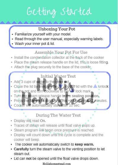 Printable Instant Pot Beginners Guide (24 Page) Recipes, Time Chart ...