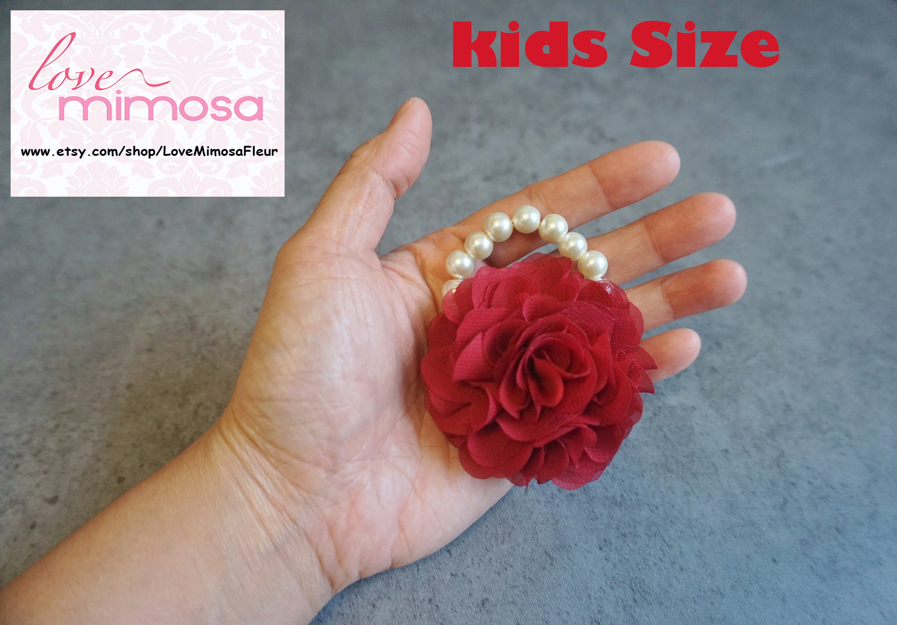 Kids Corsage Burgundy Corsage Chiffon Flower corsage | Etsy