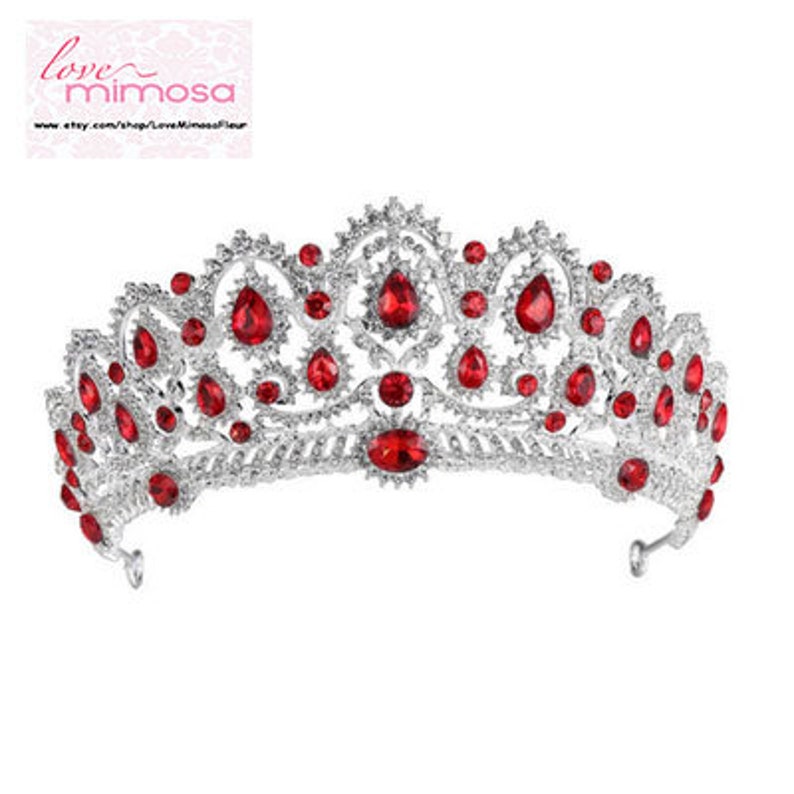 Red & Silver Bridal Tiara Baroque Wedding Crown Bridal - Etsy