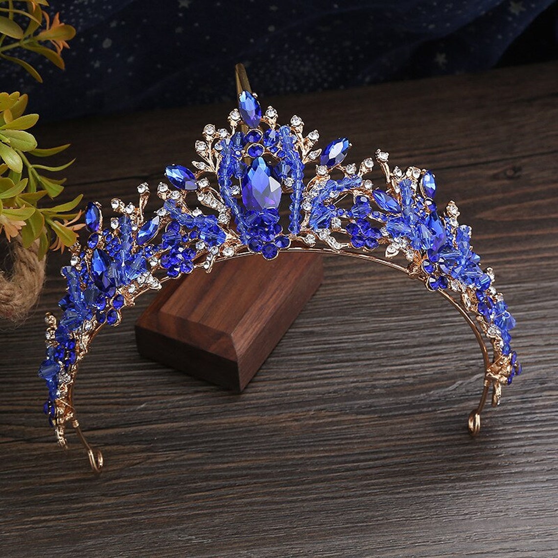 Royal Blue Bridal Tiara Blue Wedding Crown Bridal Crown - Etsy