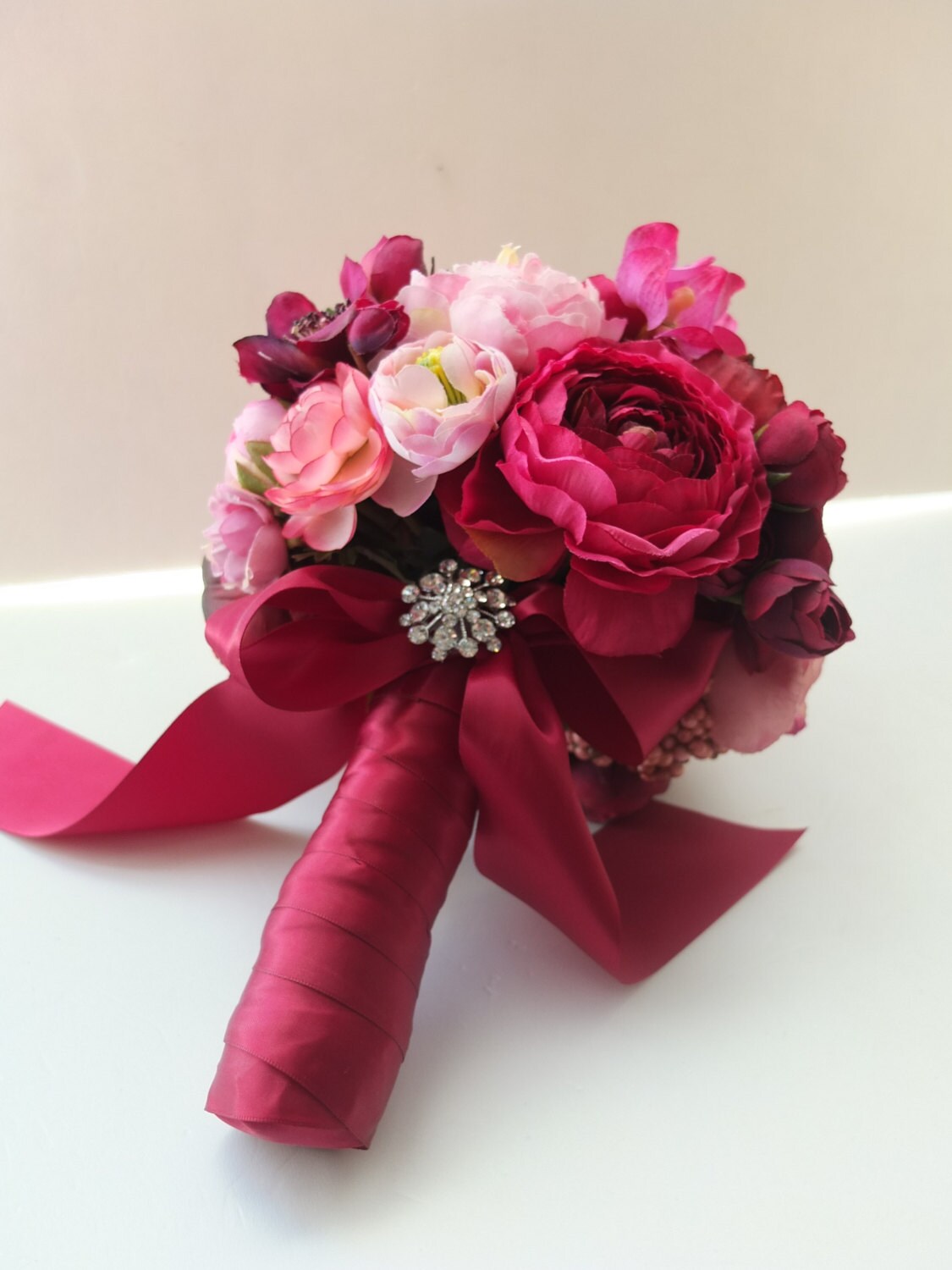 Red Peony and Ranunculus Bouquet Bridal Bouquet Wedding | Etsy