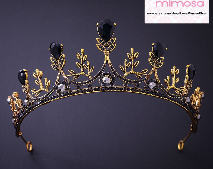 Gothic Black and Gold Feather Crown Festival Head Dress Piece Flower ...