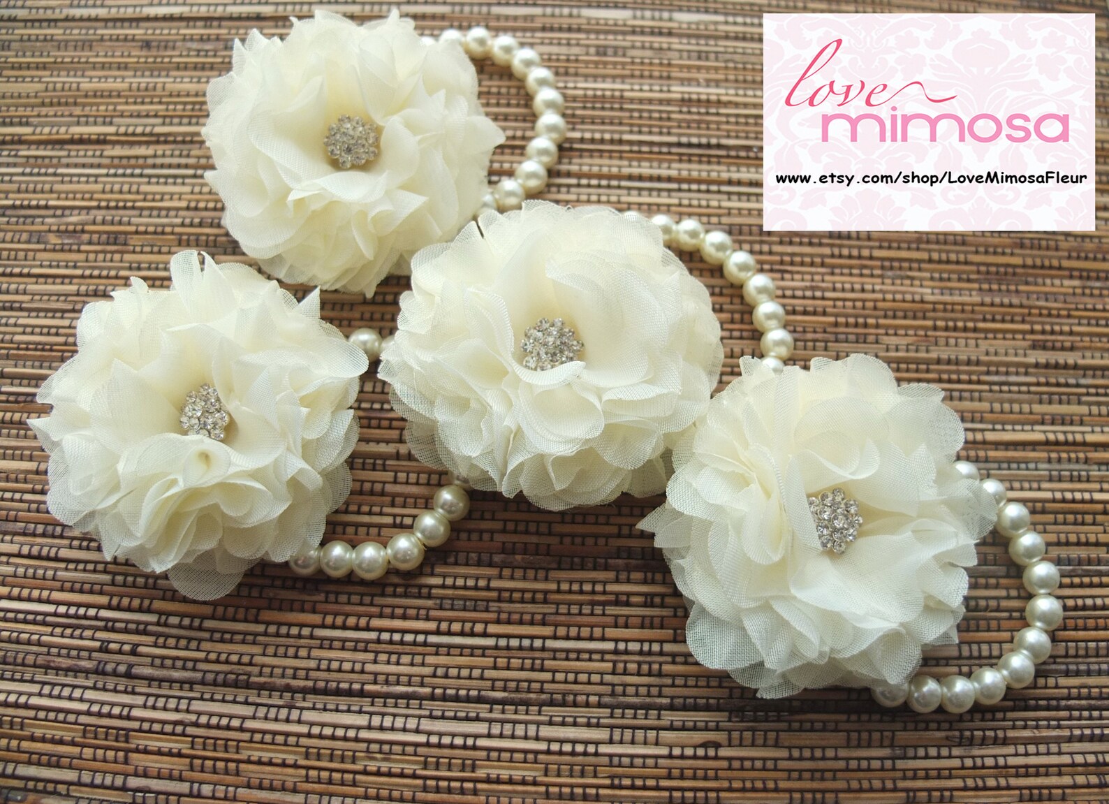 Wrist Corsage Chiffon Flower Corsage Ivory Bridal Corsage | Etsy