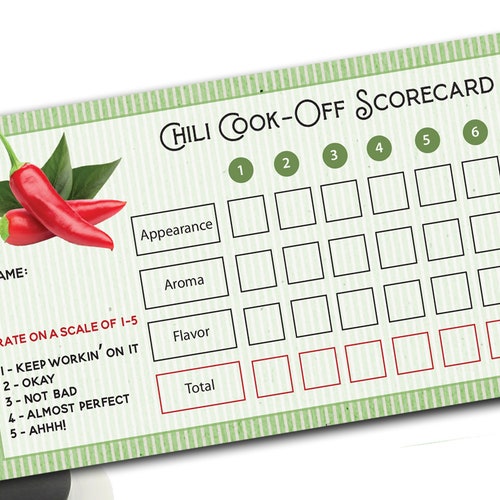 Chili Cook off Scorecards Chili Score Cards Chili Rating - Etsy