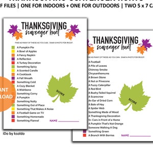 Thanksgiving Scavenger Hunts Indoor Outdoor Thanksgiving Family Game ...