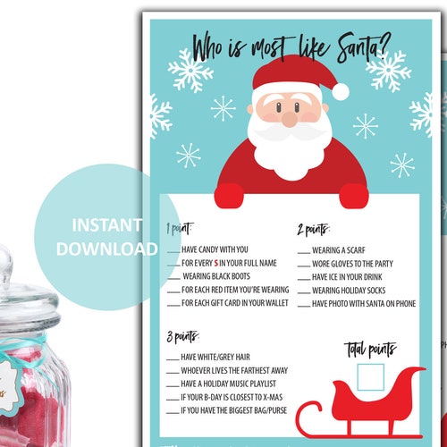Who is Most Like Santa Christmas Game Santa Game Family - Etsy