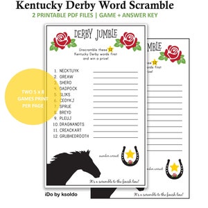Kentucky Derby Word Scramble - Kentucky Derby Party Game - Kentucky ...