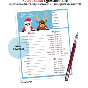 Secret Santa Gift Exchange Questionnaire 4 Secret Santa Gift Exchange ...