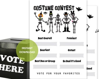 Downloadable Halloween Costume Contest Voting Cards Printable - Etsy