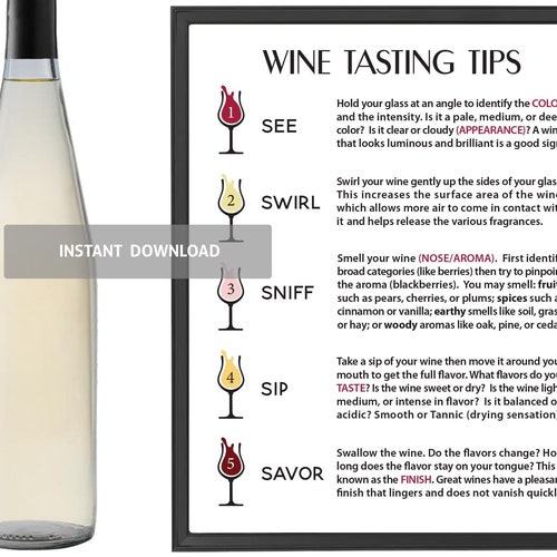 Printable Wine Tasting Tips Wine Tasting Guide Wine | Etsy