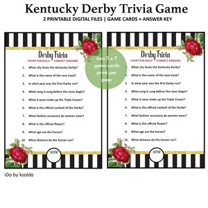 Kentucky Derby Trivia Game - Derby Trivia - Kentucky Derby Games ...