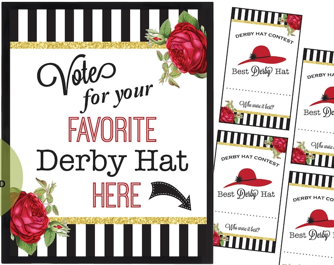 DERBY PARTY Hat Sign, Vote Ballot, Kentucky Derby Party, Vote Best Hat ...