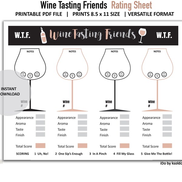 10 Wine Tasting Score Cards Etsy
