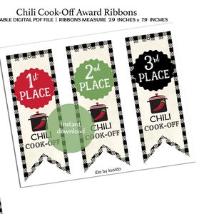 DIY Chili Cook off AWARD RIBBONS - Chili Challenge Awards - Chili Cook ...