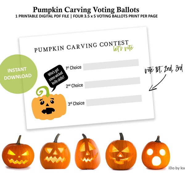Pumpkin Carving Contest Voting Cards - Etsy